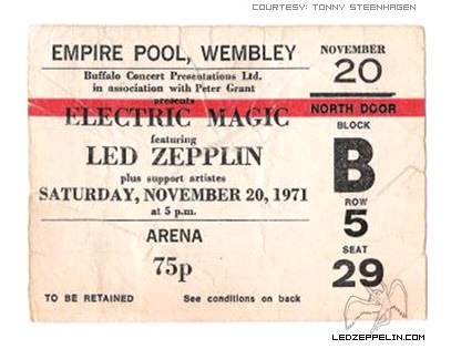 Led Zeppelin, Empire Pool, Wembley – 21 November 1971 – Ramblings
